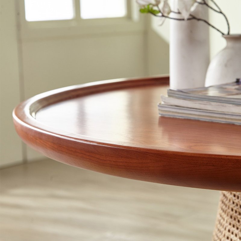 Waagy Japanese style solid wood rattan round table set | Wayfair