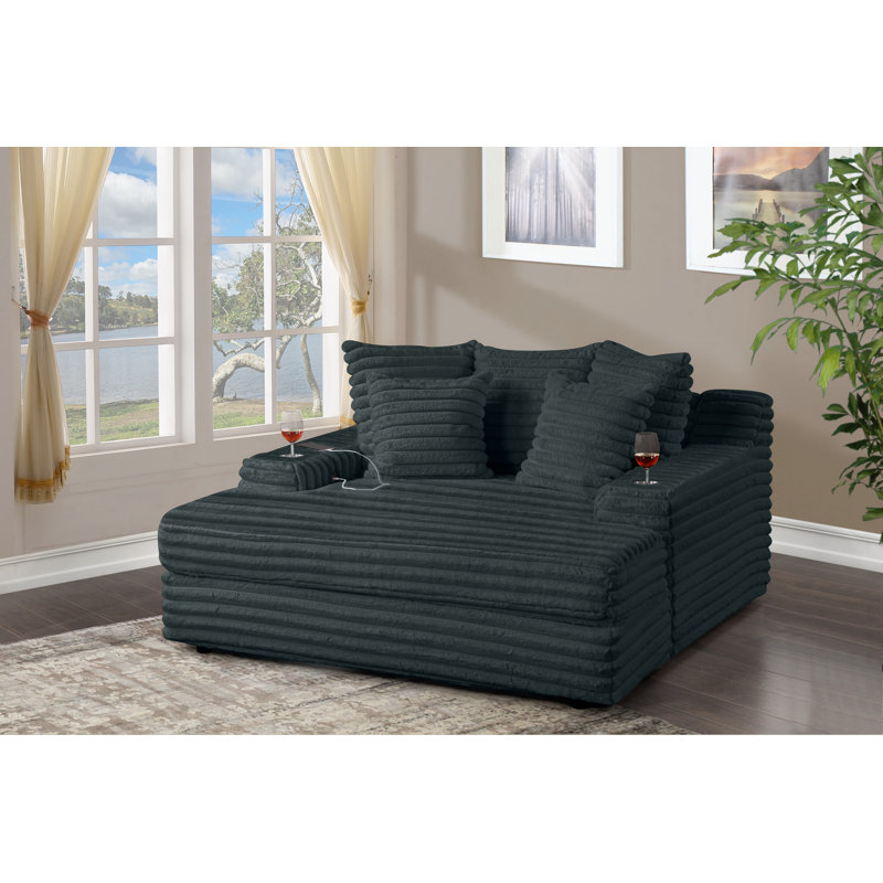 Orren Ellis Big Cozy Chaise With Puffy 2" Stripe Line Design | Wayfair