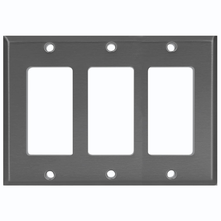 WorldAcc Metal Light Switch Plate Outlet Cover (Plain Dark Grey ...