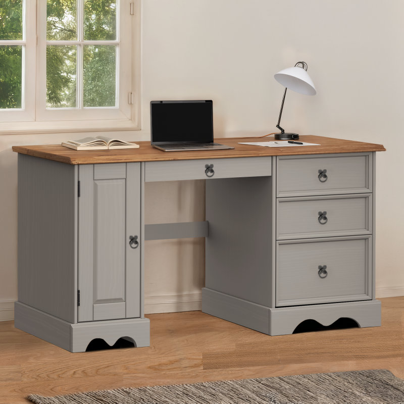 Brambly Cottage Corona Grey Wax Straight Computer Desk | Wayfair.co.uk