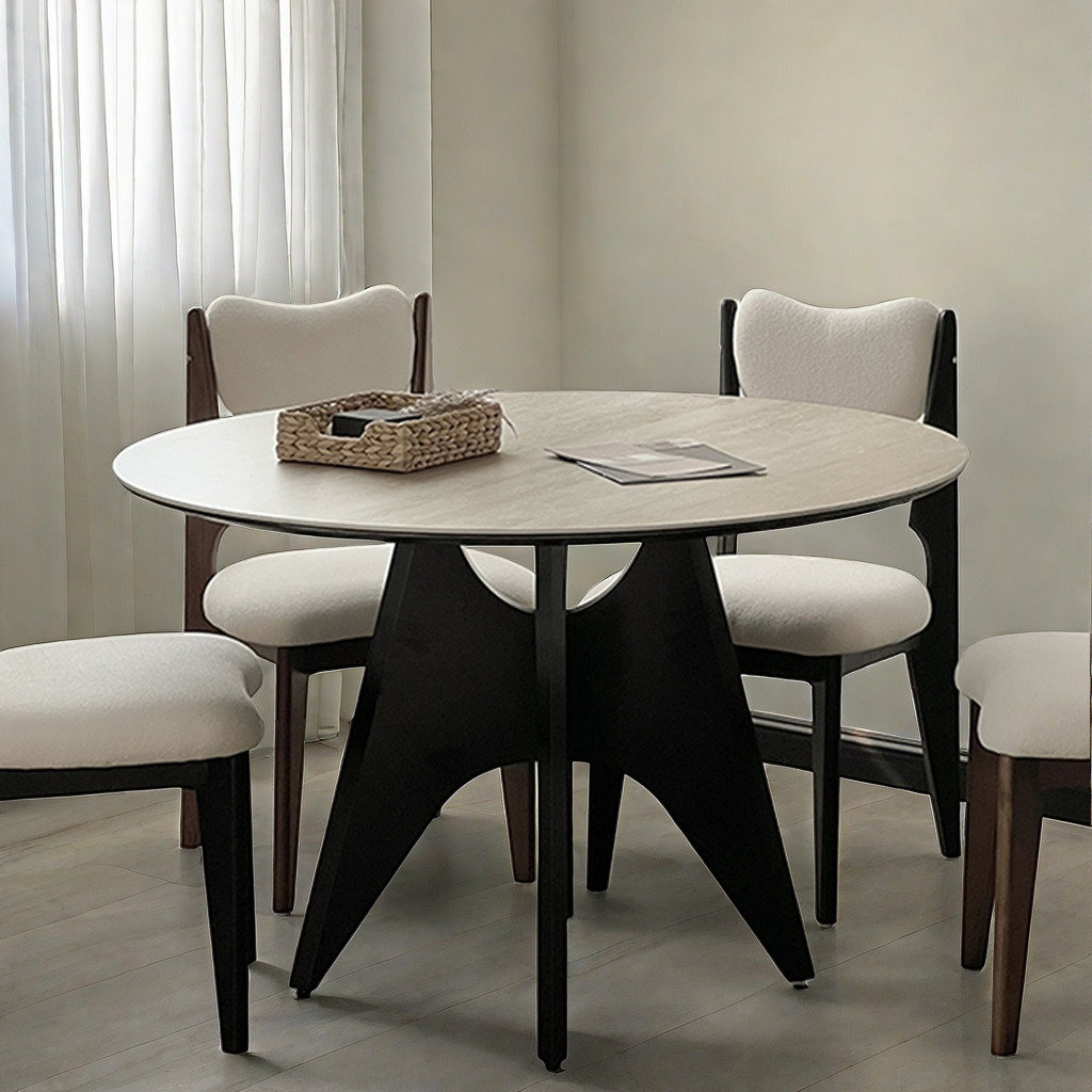 HomeLuxea French Retro Dining Table And Chair Combination Round 47.24 ...