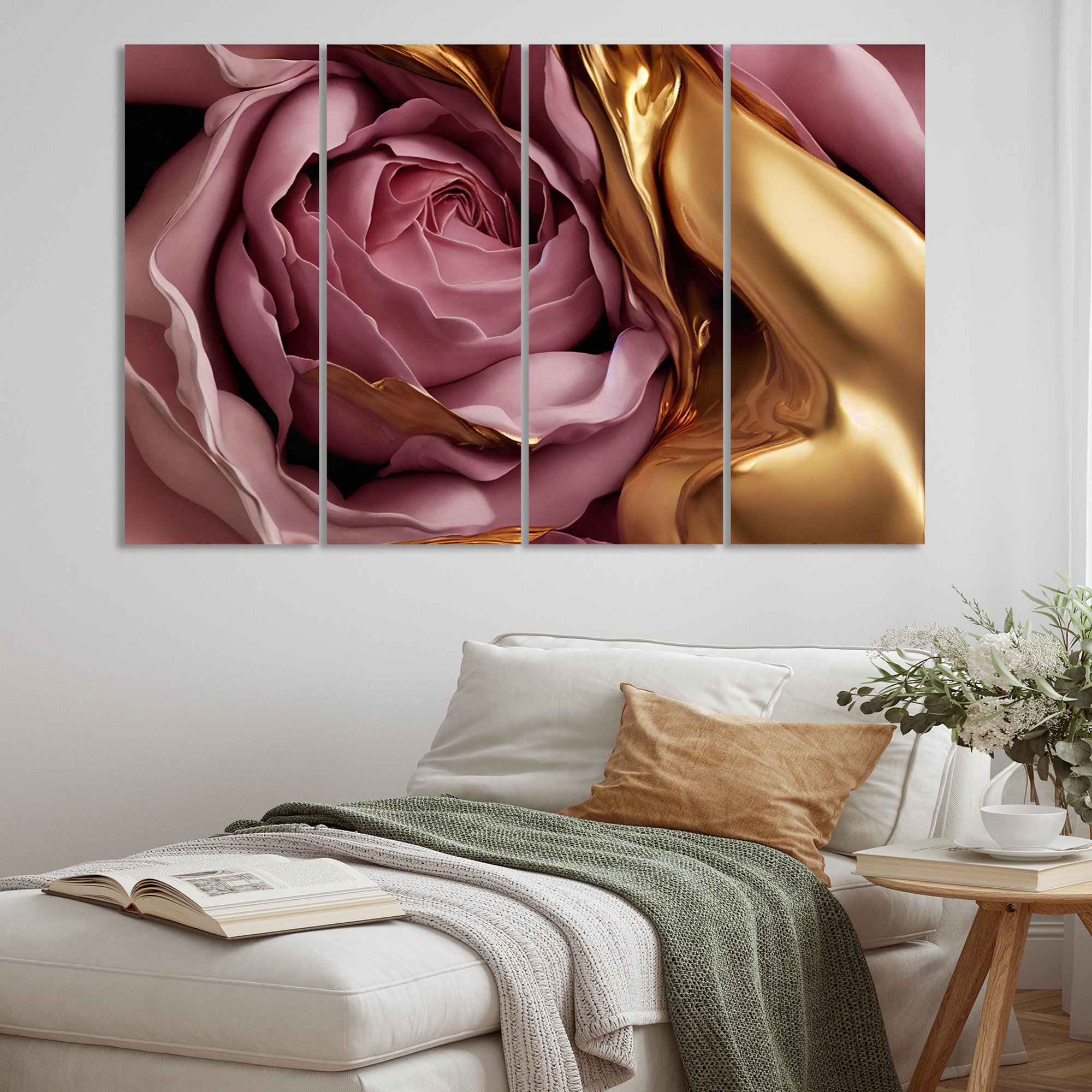 House of Hampton Exquisite Pink And Gold Glam Roses I - Rose Wall Decor ...