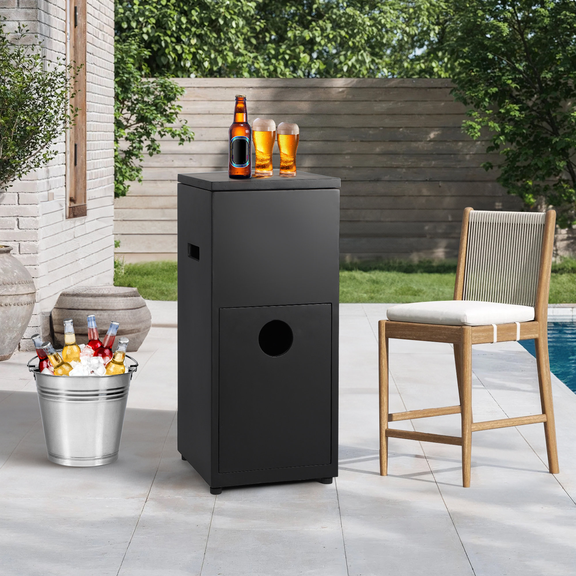 Latitude Run® Propane Tank Cover Table with Ice Bucket,Outdoor Storage ...
