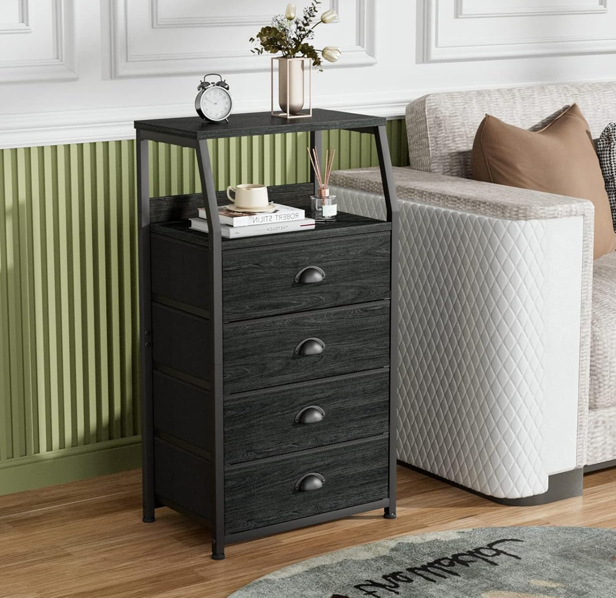 17 Stories 4 Drawer Sturdy Steel Frame Dresser,Vertical Storage Tower ...