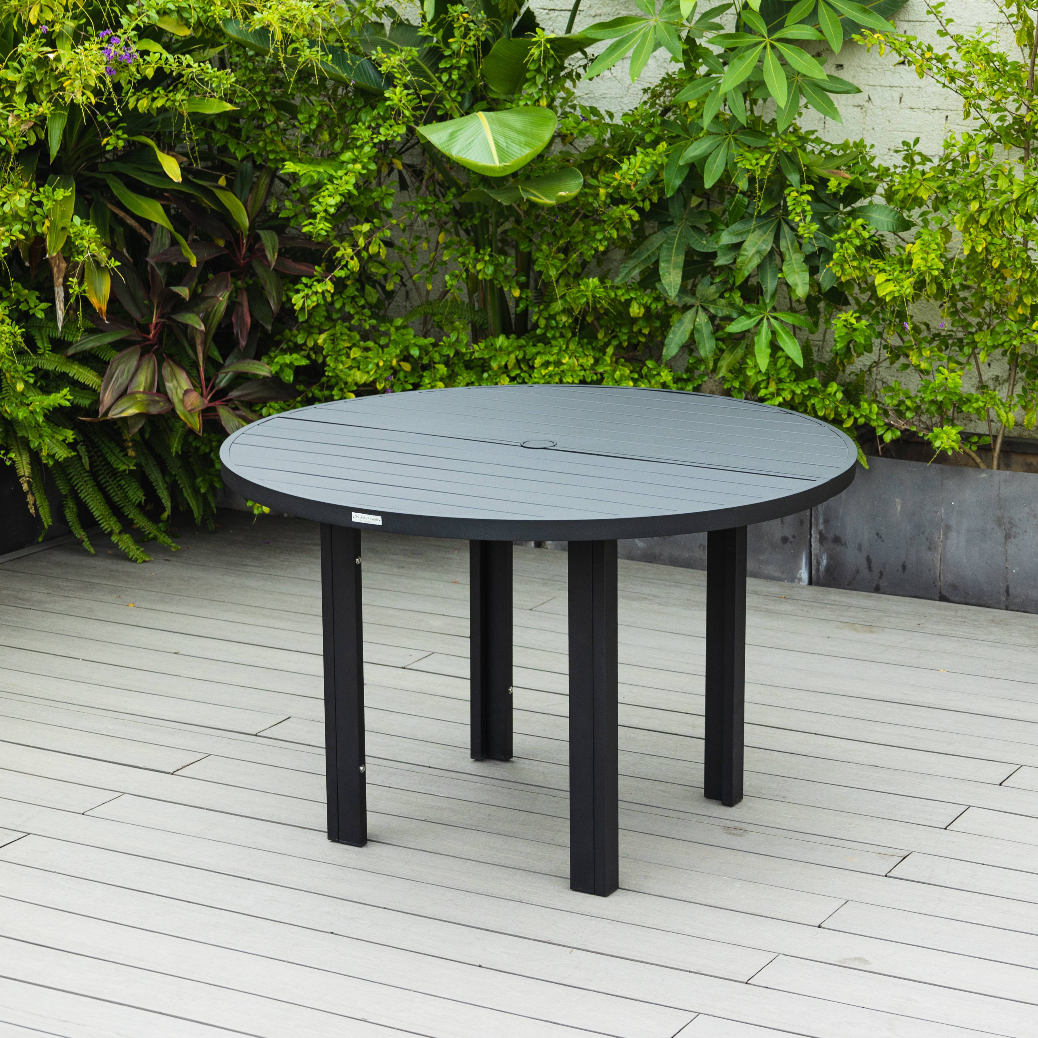 LeisureMod Chelsea Round Dining Table In Powder-Coated Aluminum With ...