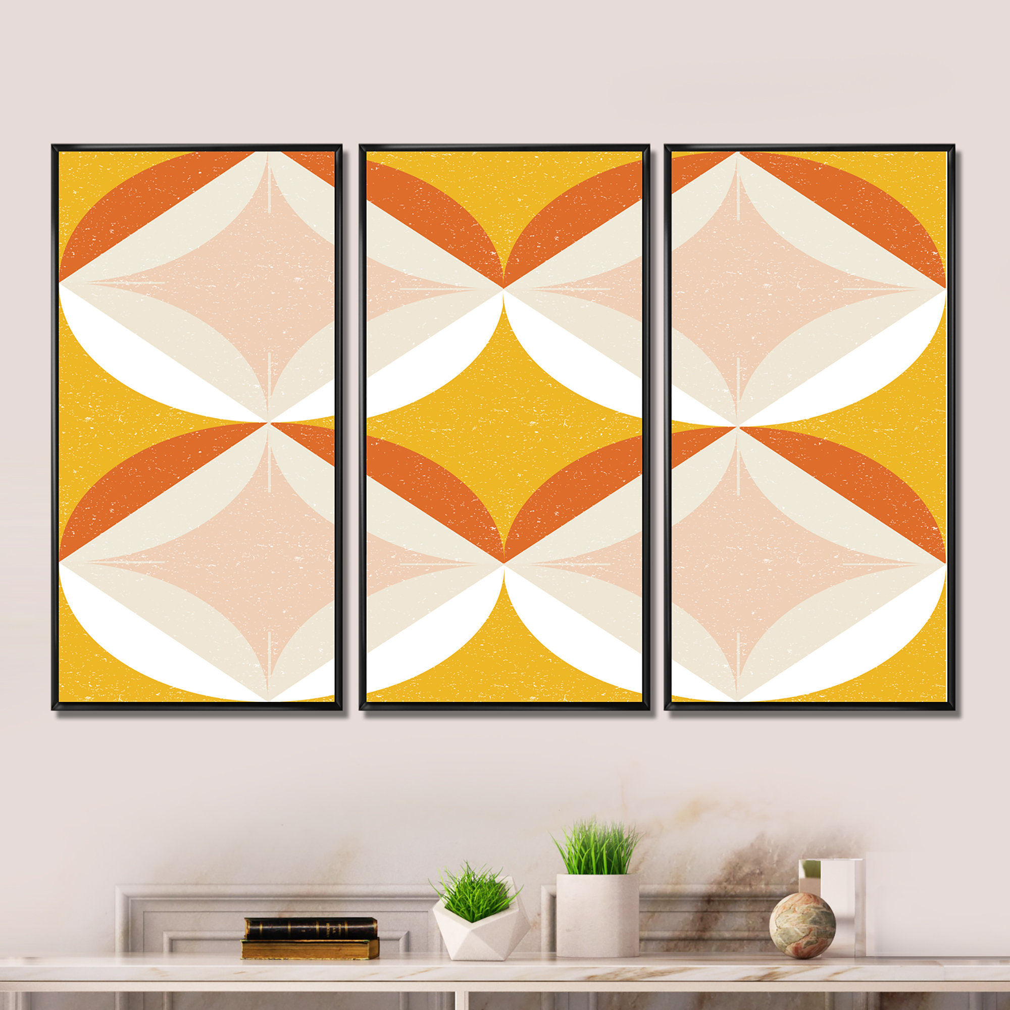 George Oliver Retro Abstract Design XII - 3 Piece Picture Frame Print ...