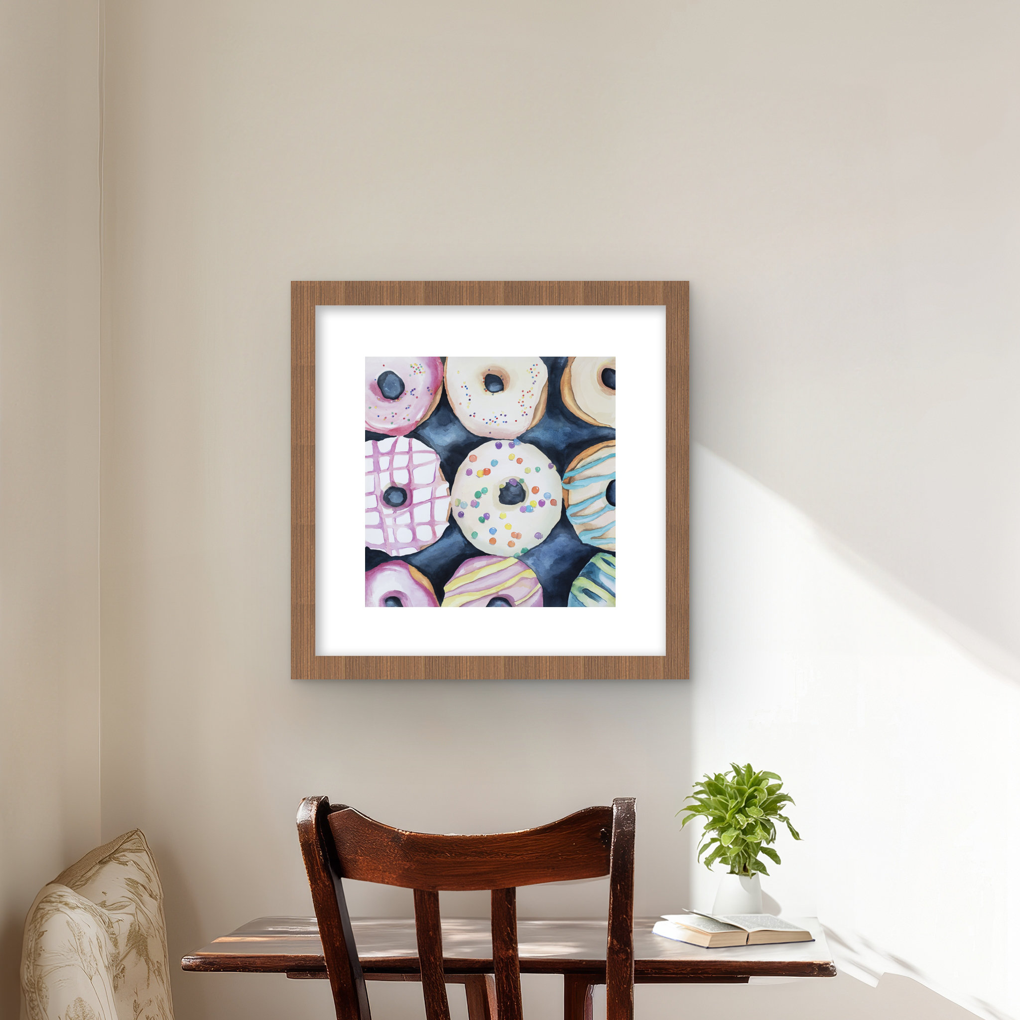 Lark Manor™ Watercolor Delicious Looking Doughnuts - Framed Matted ...