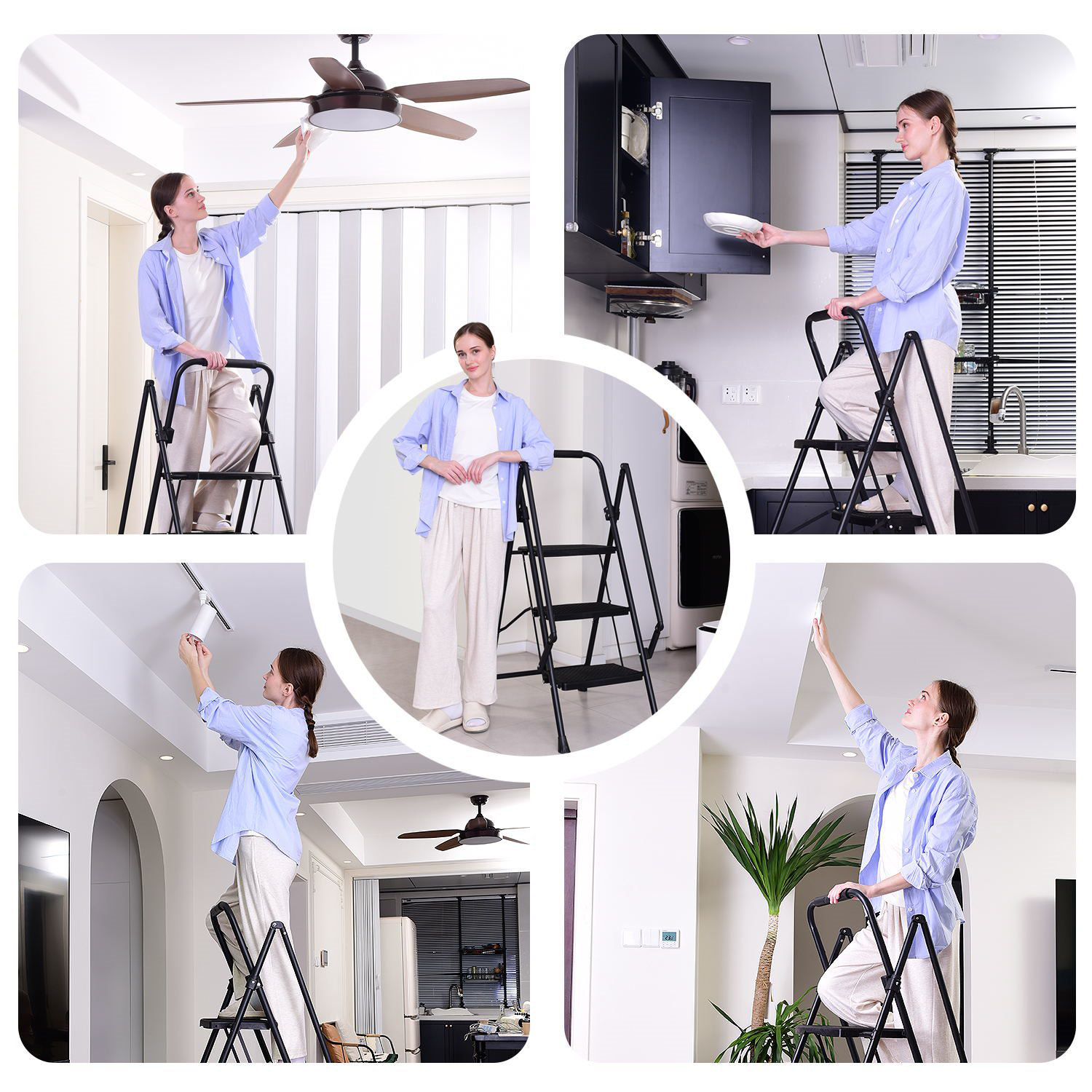 Cape Crack 5-step ladder, folding ladder stool with safety anti slip ...