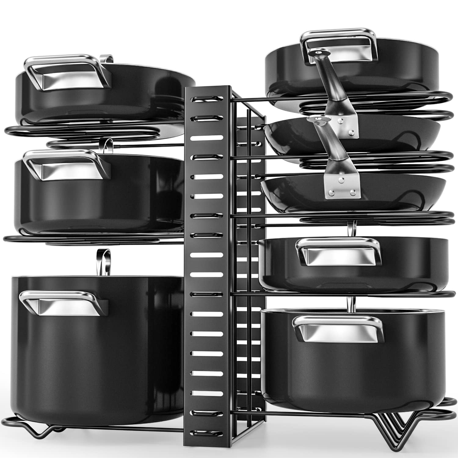 Prep & Savour Adjustable 8-Tier Pot Rack Organizer With Lid Holder For ...