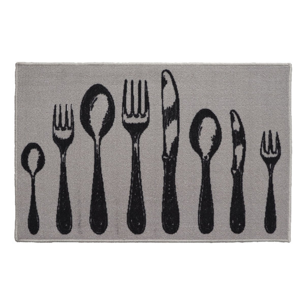 Evideco Luxurious Comfort Chef Kitchen Mat, Cutlery Design, Low-Profile ...