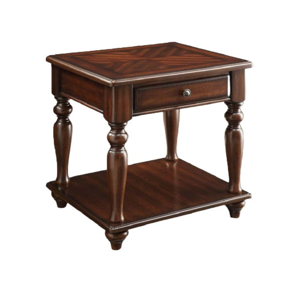 Canora Grey Lefancy 24" Walnut Manufactured Wood Rectangular End Table ...