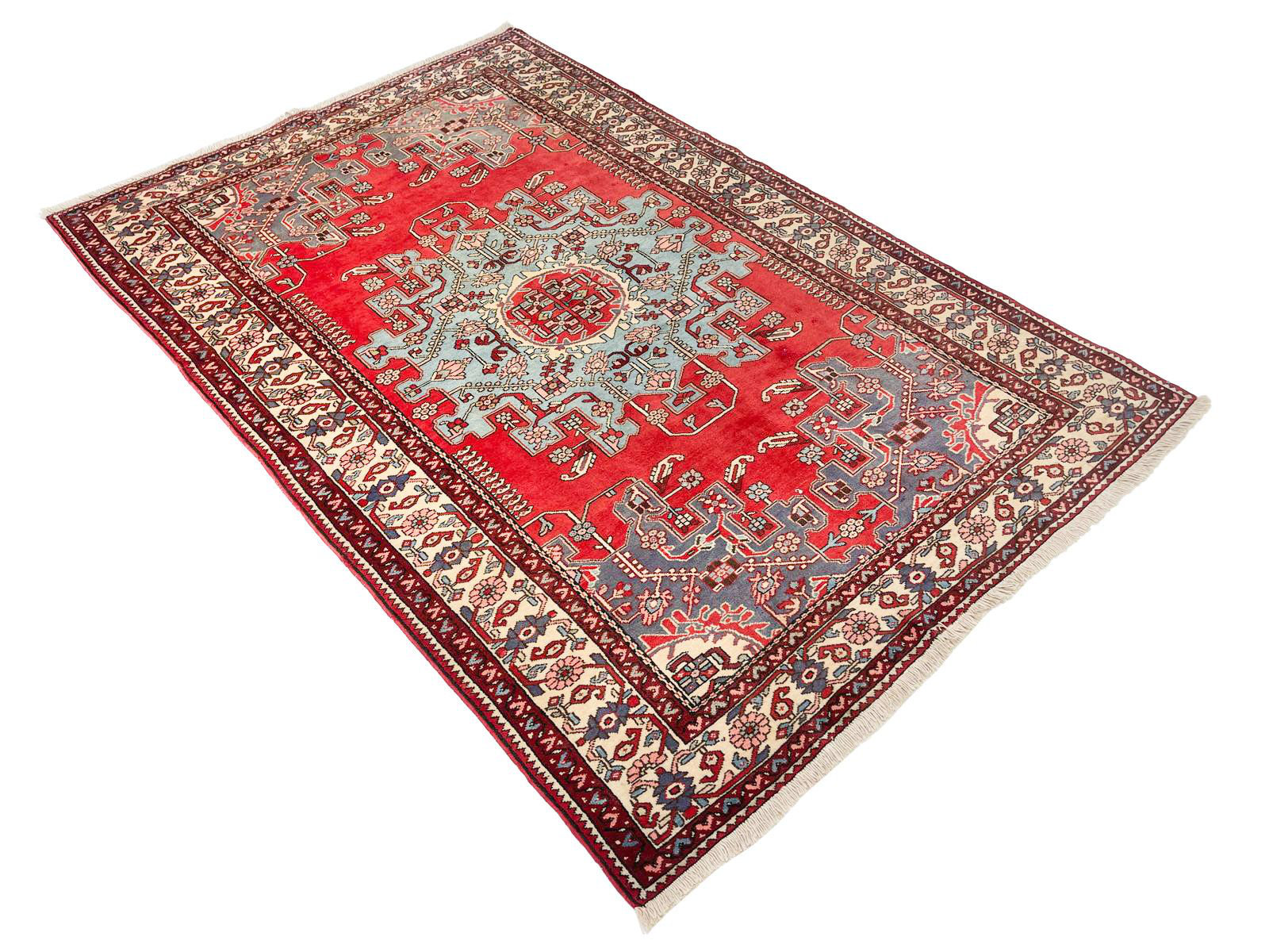 Home and Rugs One-of-a-Kind 4'4" x 6'7" 1990s Area Rug in Red/Ivory ...