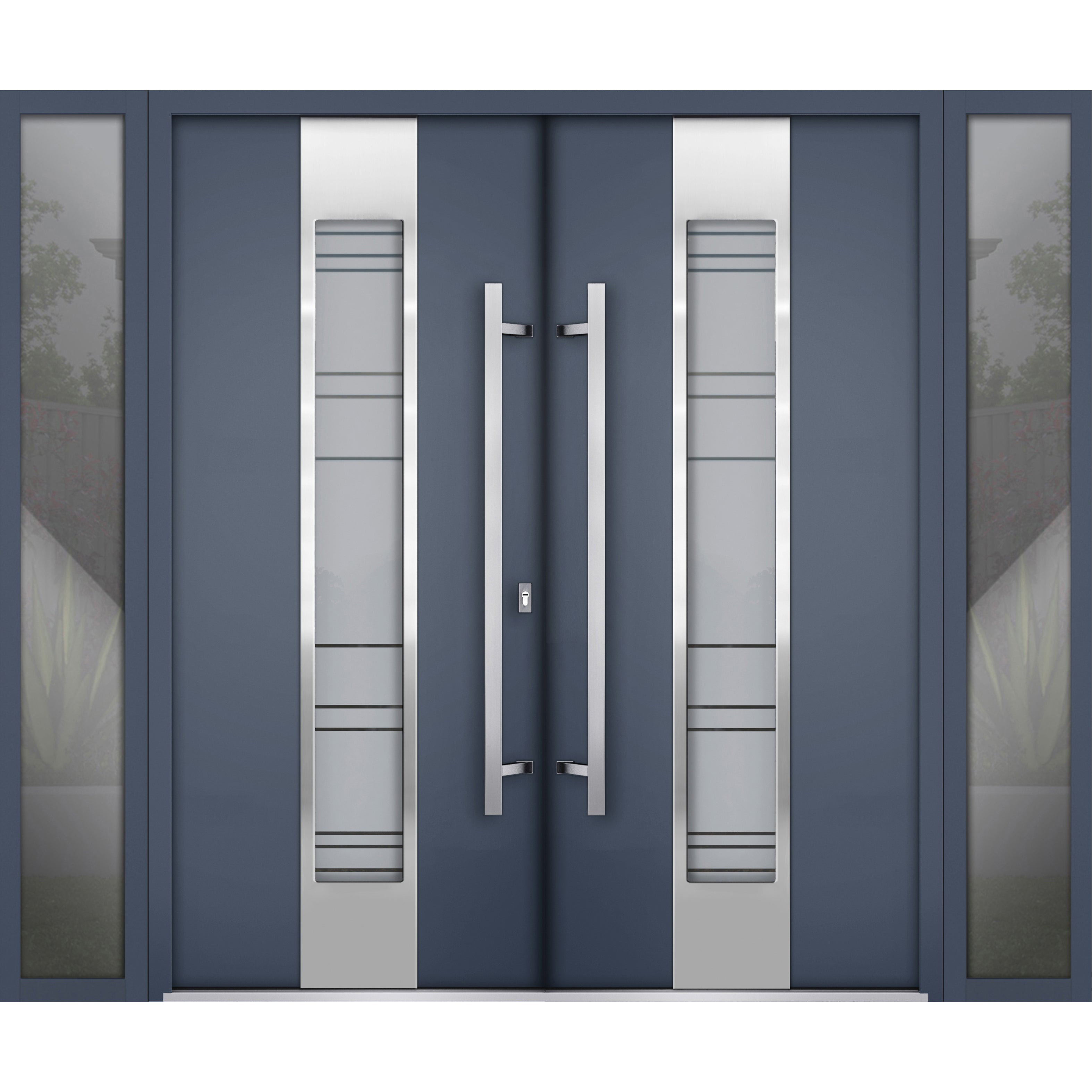 VDomDoors 757 Front Exterior Prehung Metal Double Doors Deux 0757 Gray ...