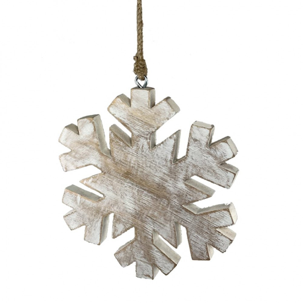 Ophelia & Co. Washed White Hanging Wooden Snowflake Decoration ...