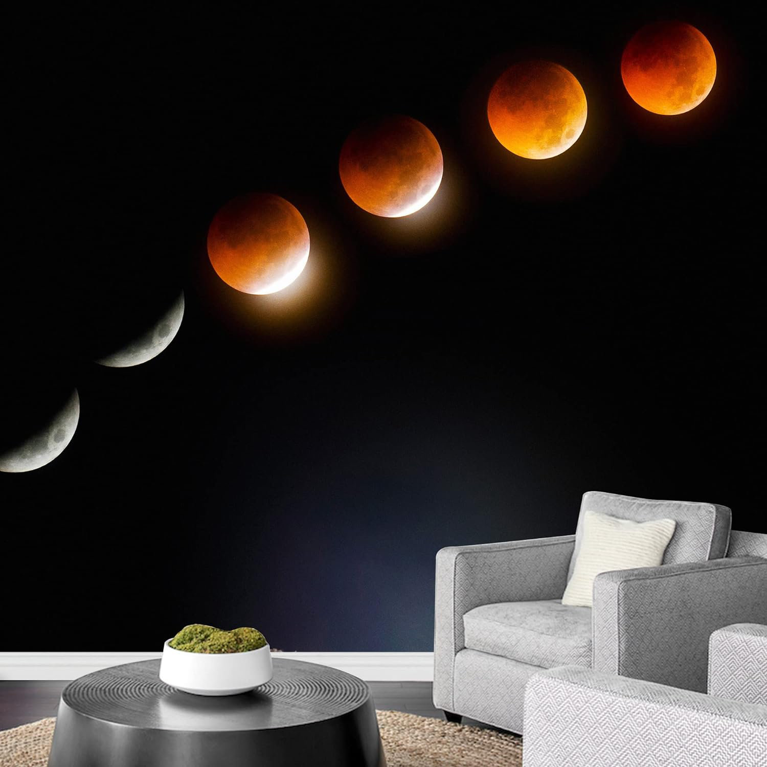 IDEA4WALL Cosmic Crescent Blood Moon Phase Sky Nature Photography ...