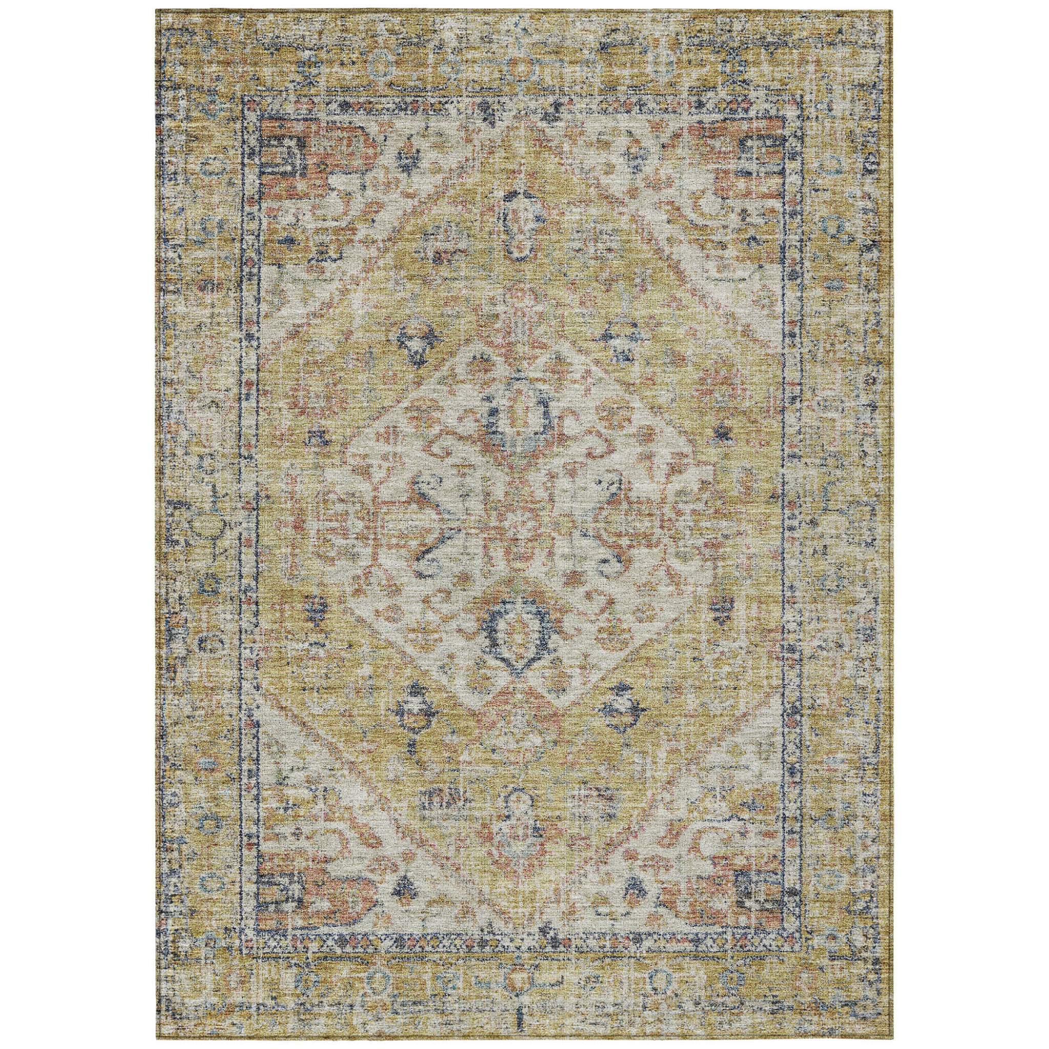 HomeRoots 5' X 8' Wheat Terra Cotta And Black Oriental Washable Indoor ...