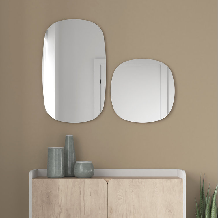 Brayden Studio Set Of 2 Wall Mirrors With Lacquered MDF Edges, Eclipse ...