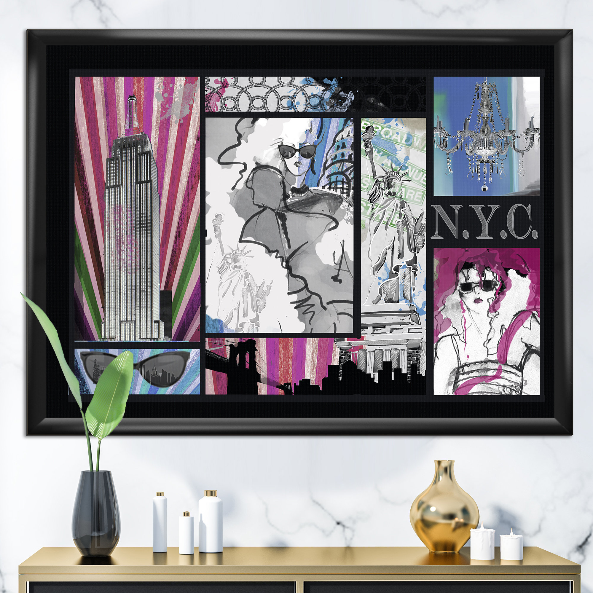 East Urban Home Living in the City - Picture Frame Print on Canvas ...