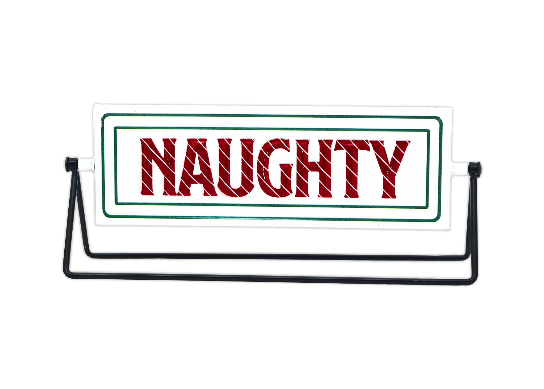 The Holiday Aisle® Naughty Nice Metal Rotating Tabletop Holiday Sign ...
