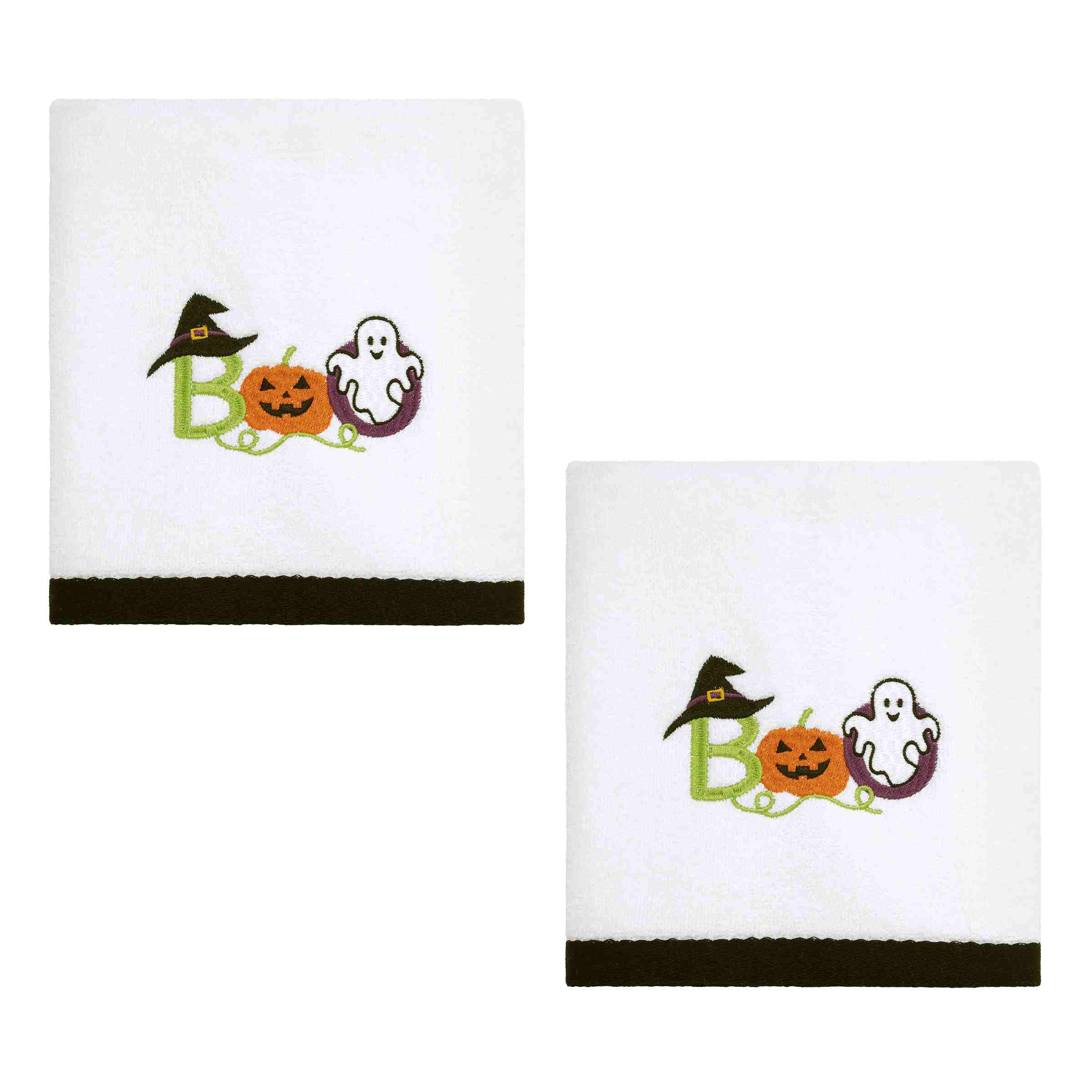 Ebern Designs Colorful Boo Halloween 2-Pack Hand Towels | Wayfair