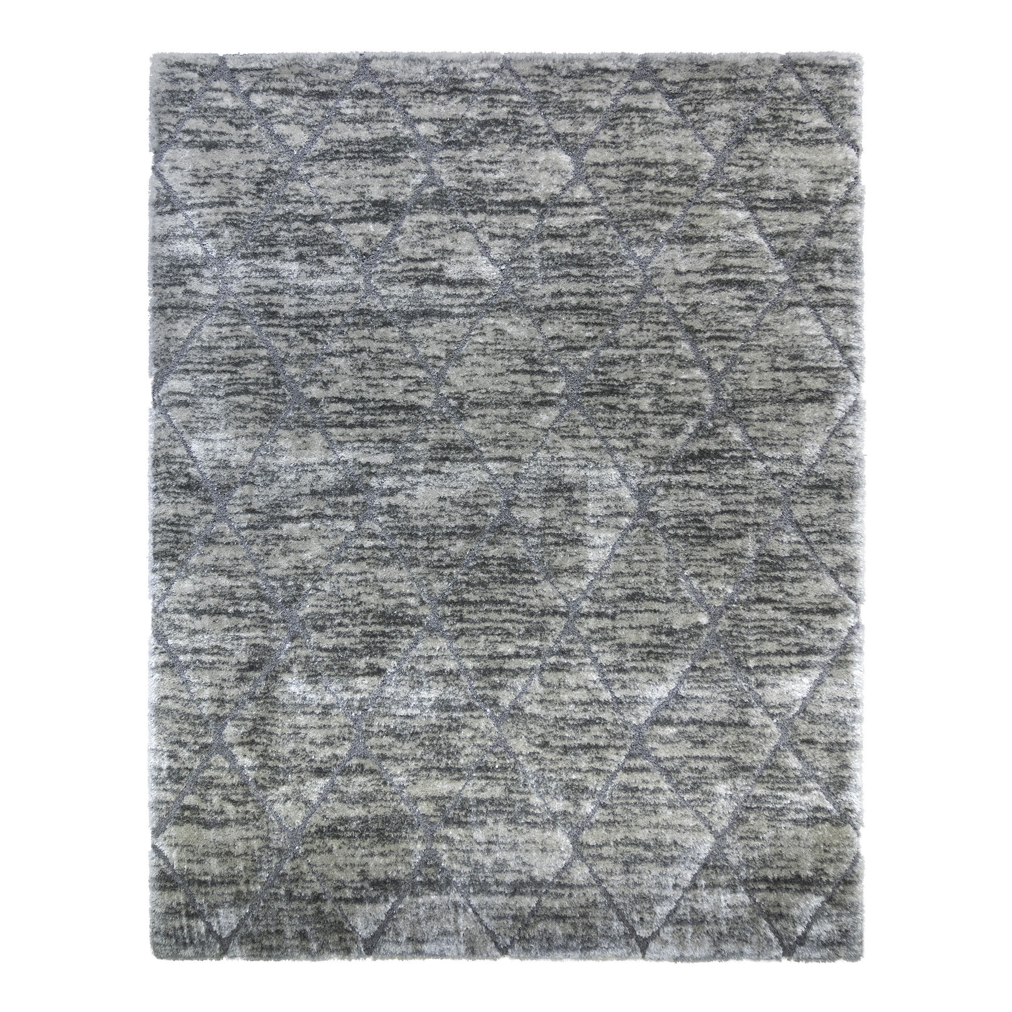 Gertmenian Cason Texie Grey Diamond High-Low Plush Shag Area Rug ...