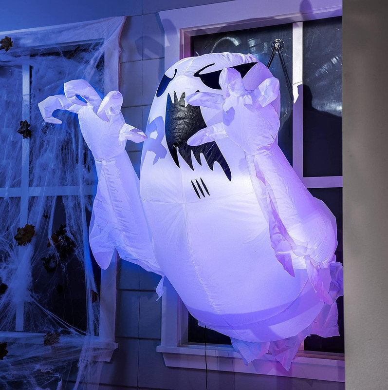The Holiday Aisle® Halloween Inflatable Scary Flying Ghost Broke Out ...