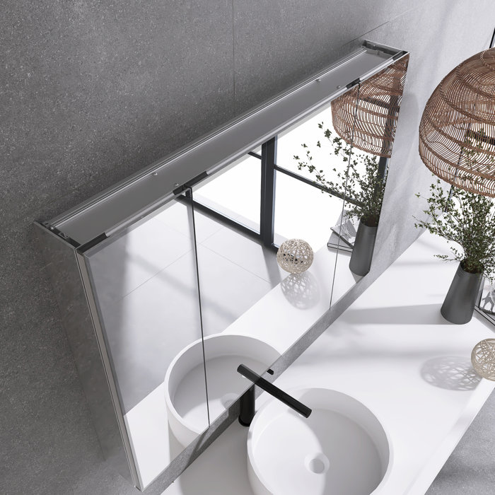 Latitude Run® Chrishaud Recessed Frameless 3 Door Medicine Cabinet with ...