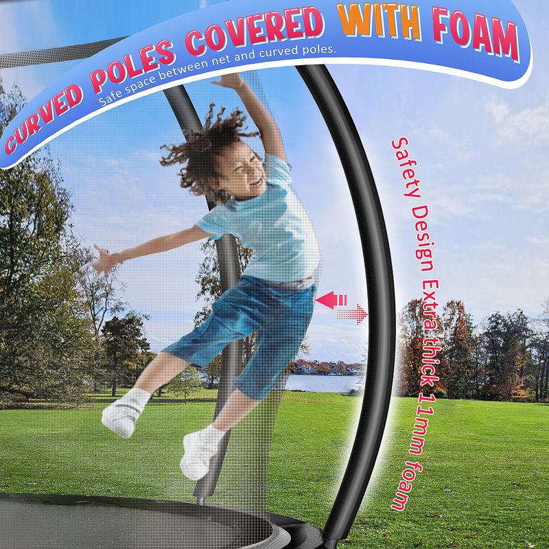 FIZITI 14FT Backyard Trampoline with Safety Enclosure, Basketball Hoop ...
