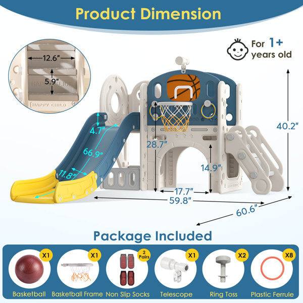 Suteck 9 in 1 Toddler Slide, Kids Slide with Climber Outdoor Indoor ...