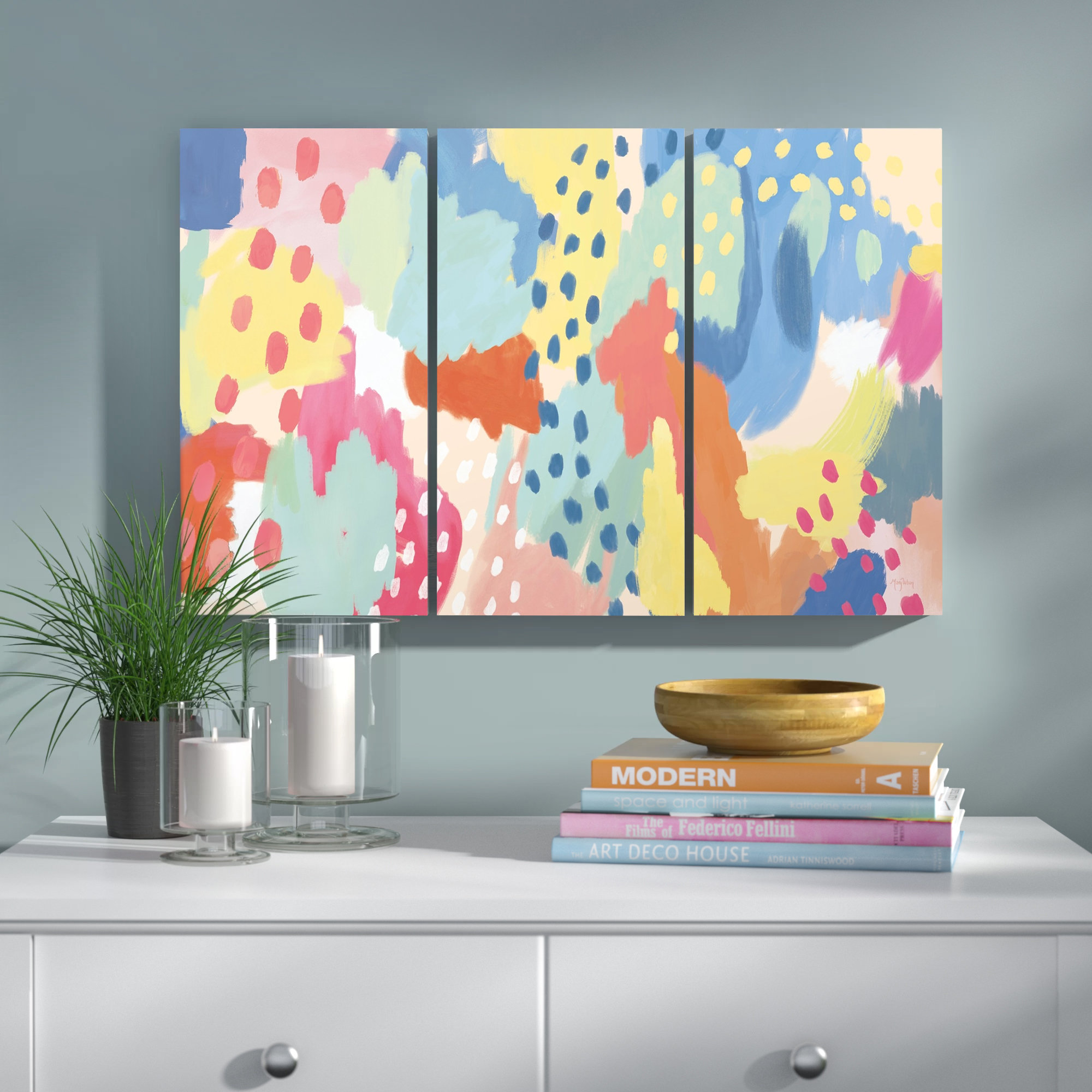 Viv + Rae™ Knowle 'Bright Life Abstract Colors' 3 Piece Print Set | Wayfair