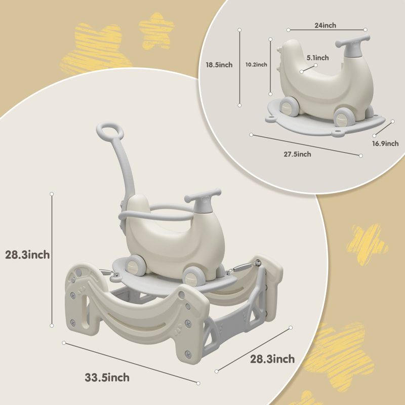 Zoomie Kids Aldonija Multifunctional Rocking Horse Balance Bike Ride ...