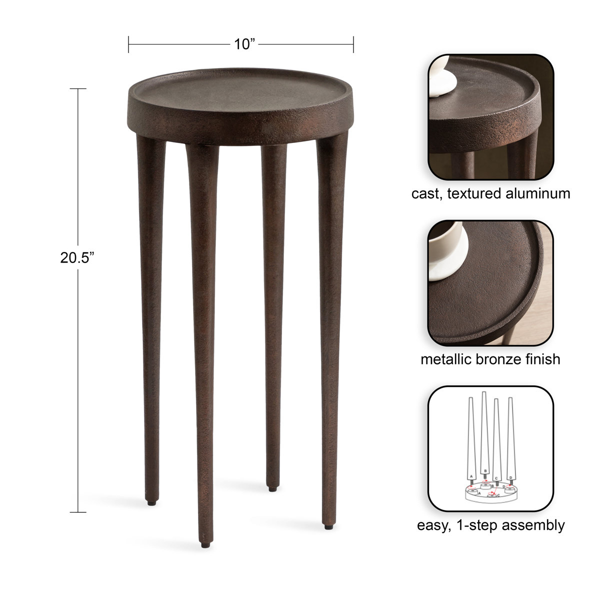 17 Stories Rava Modern Metal Round Drink Table for Use as Indoor Plant ...