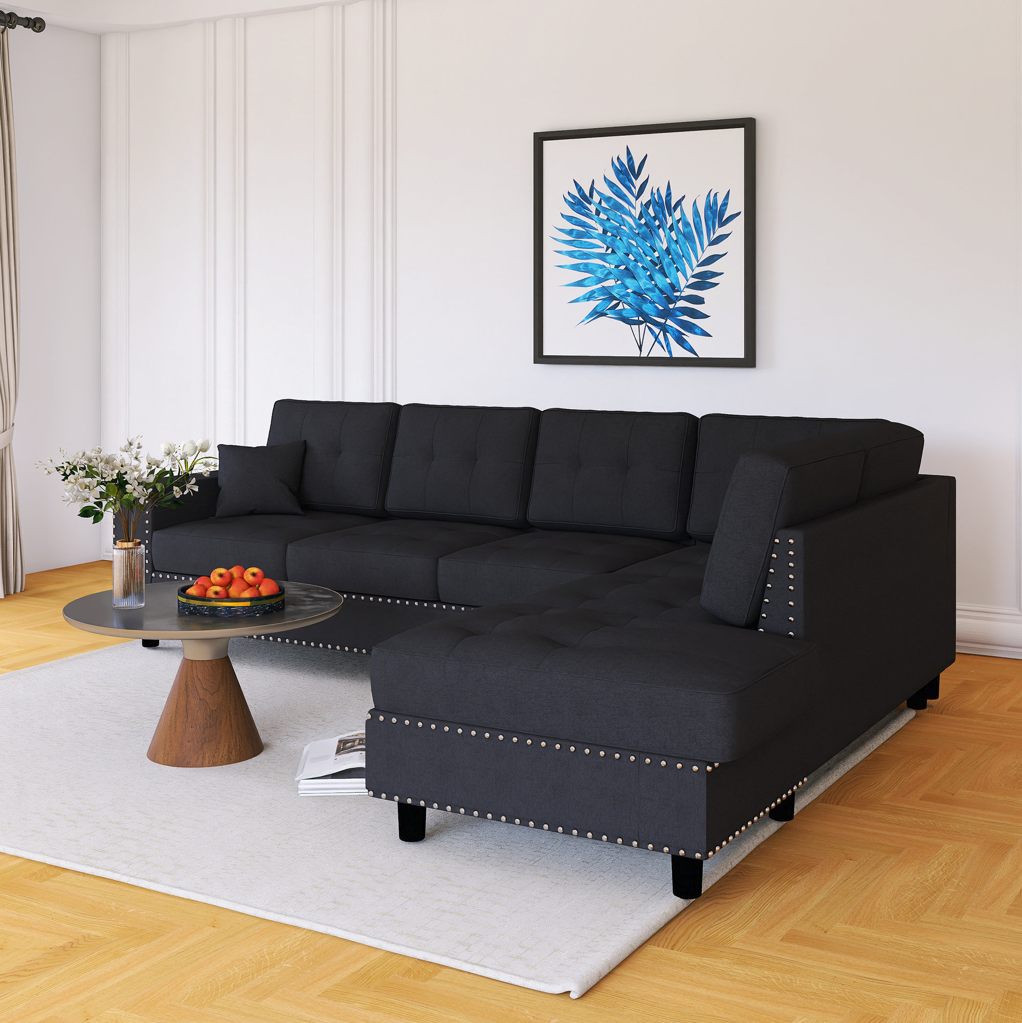 Lark Manor L-Shaped Modular Sectional Sofa With Removable Back Cushions ...