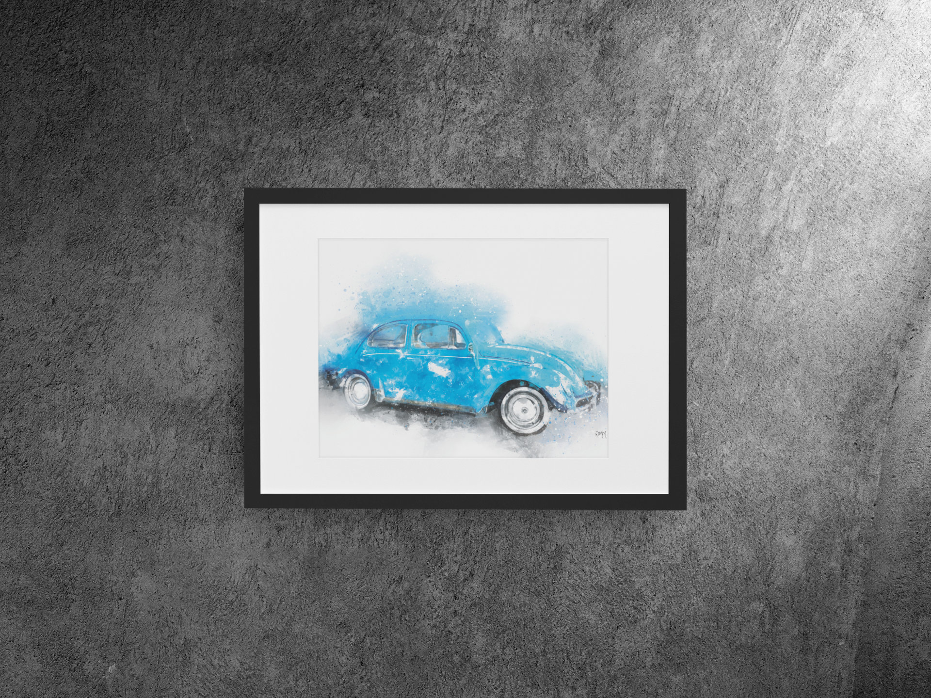 Williston Forge Blue Bug Classic Car - Picture Frame Painting Print on ...