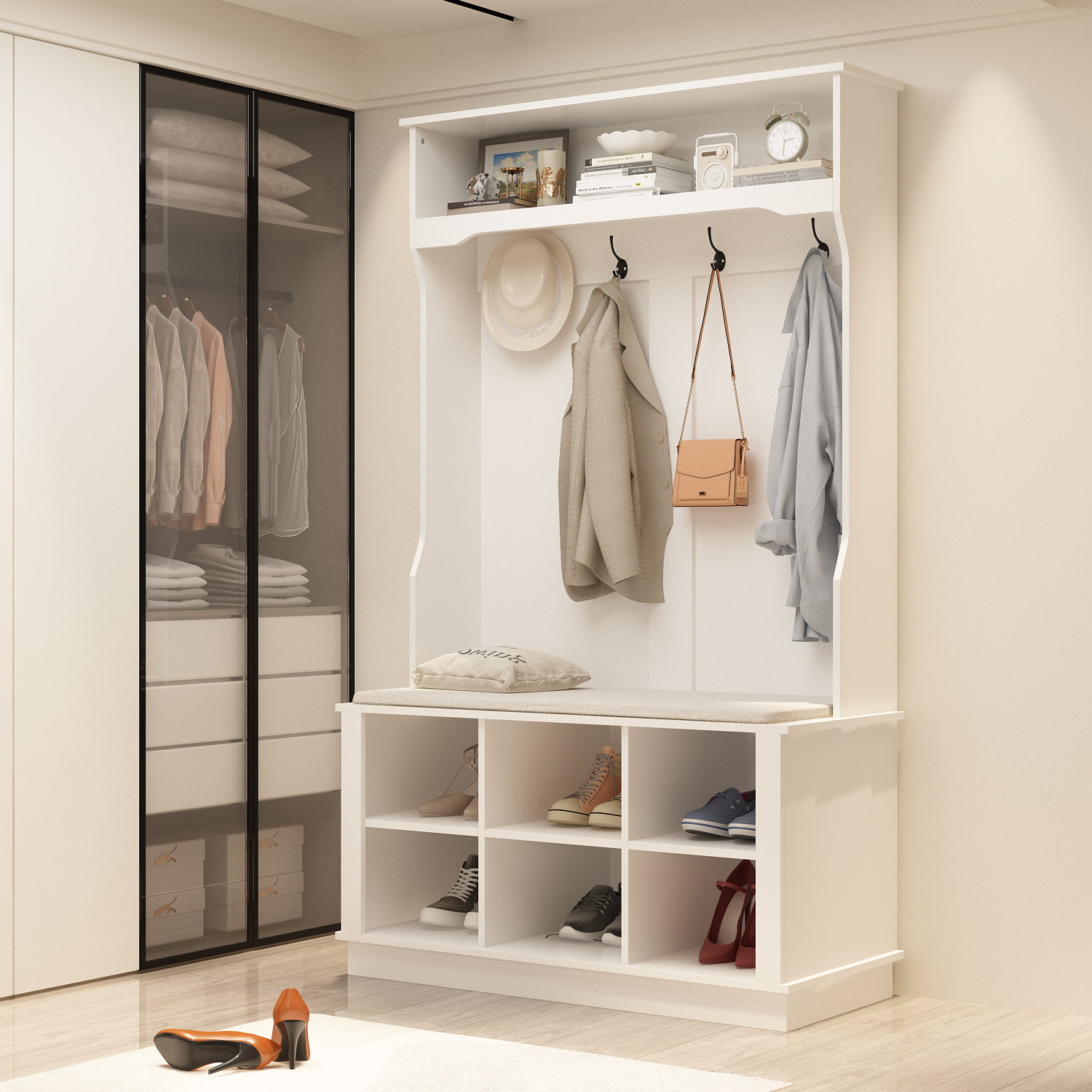 Red Barrel Studio® Hall Tree With Storage Bench, 3-In-1 Entryway Bench ...