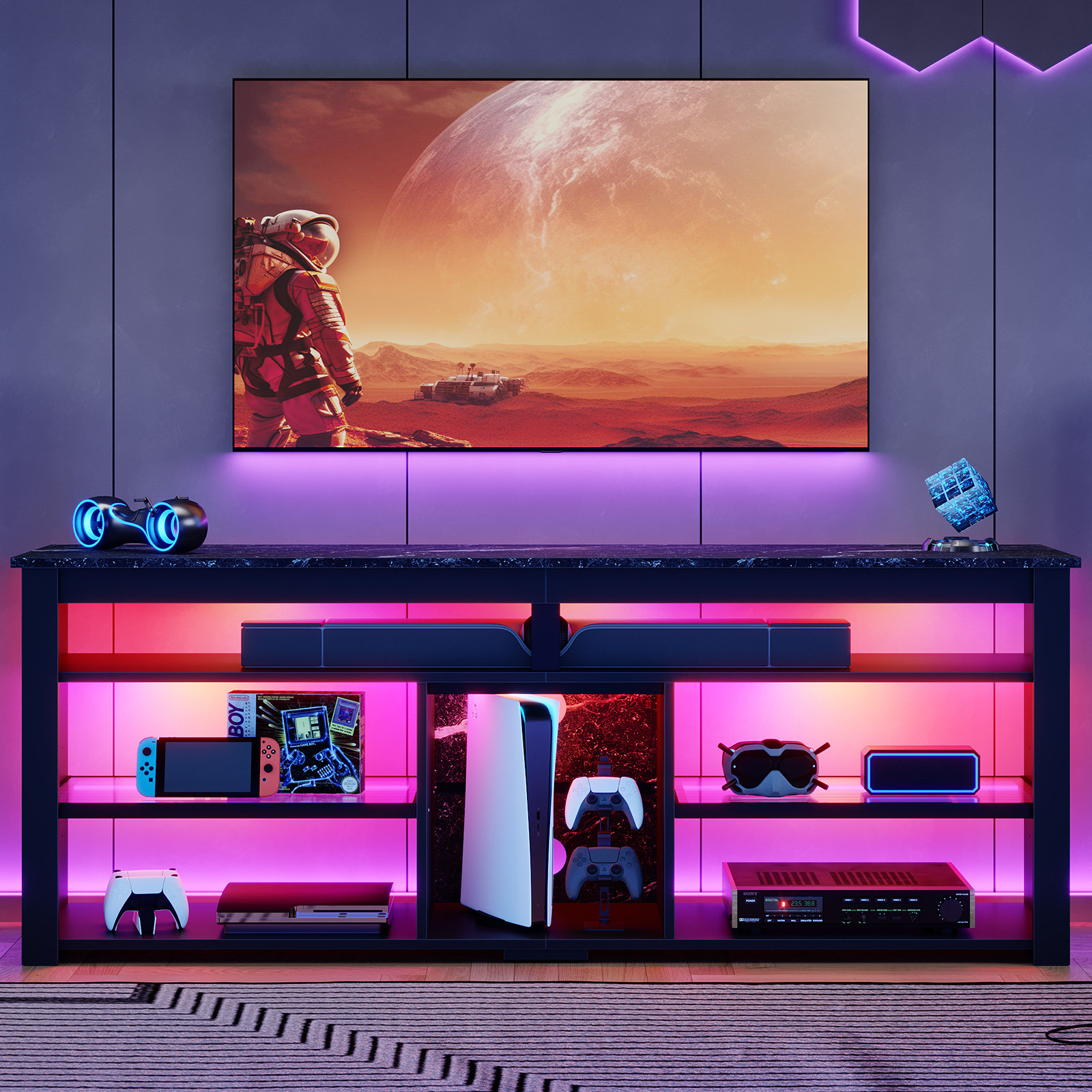 Brayden Studio® Inzel 63" TV Console for 70 inch TV, Tall TV Stand with ...