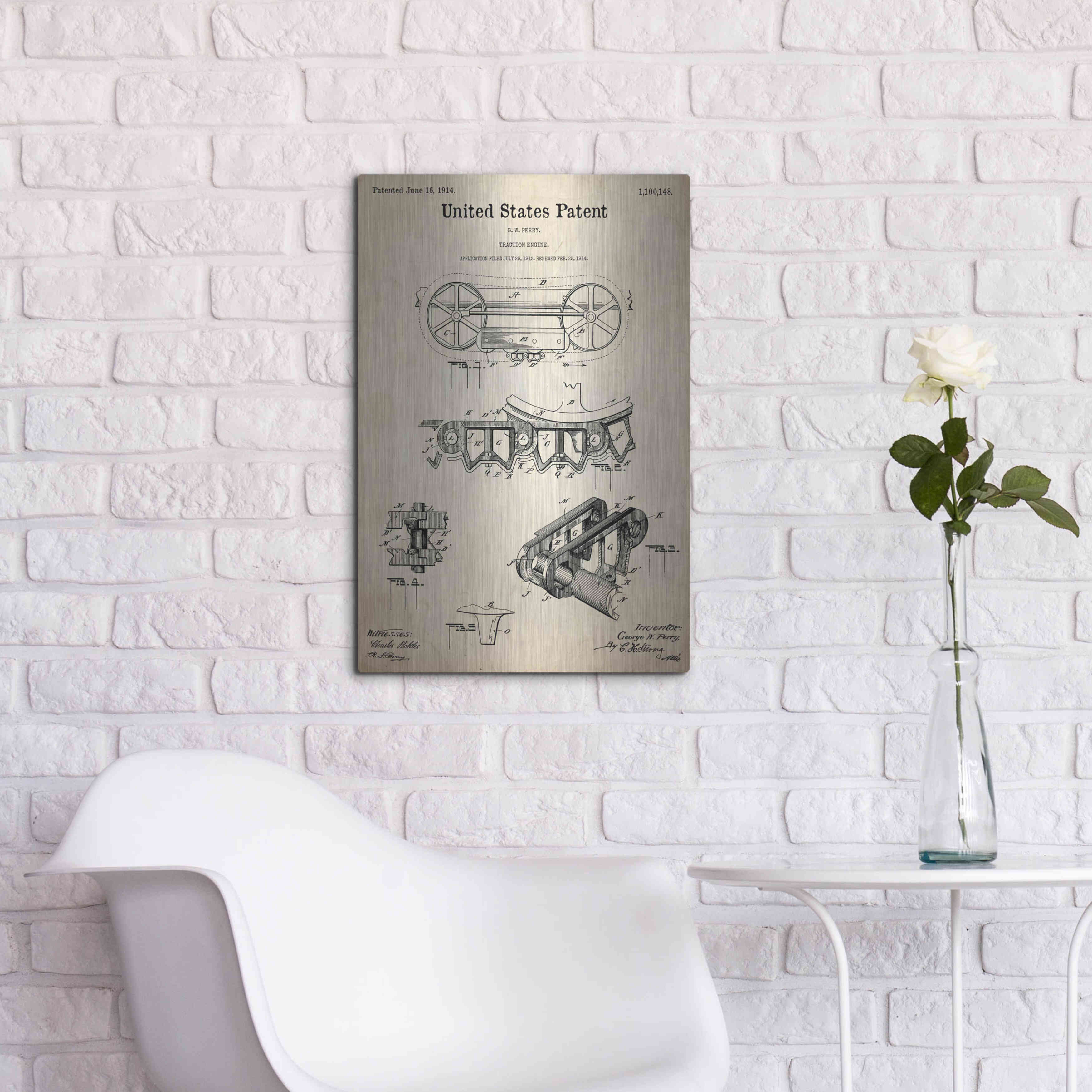 Luxe Metal Art 'Traction Engine Blueprint Patent P " Traction Engine ...