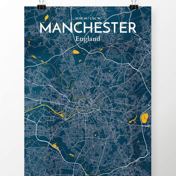 OurPoster.com 'Manchester City Map' Graphic Art Print Poster in Amuse ...