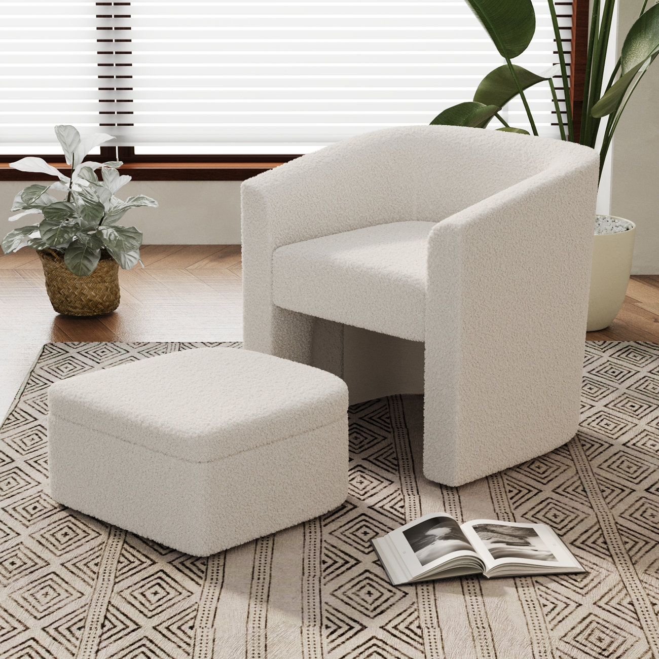 Ivy Bronx Modern Sofa Accent Chair White Sofa Chair One Set, Modern ...