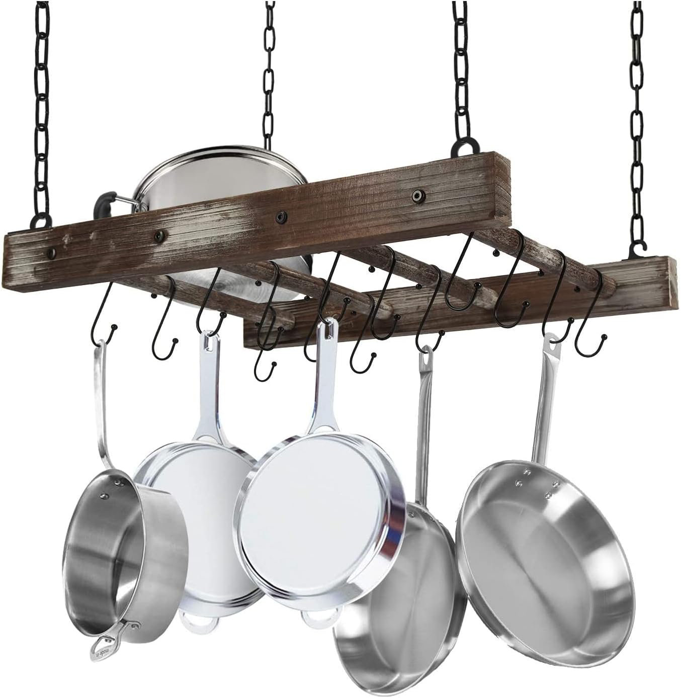 August Grove® Hanging Pot Rack Pan Ceiling Wall Mounted Hanger Multi ...