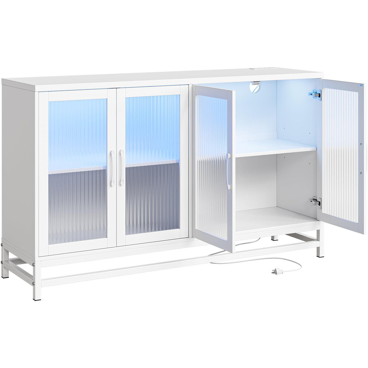 Yuan Home Sideboard Buffet Cabinet With Storage & Led Lights, 55" Large ...