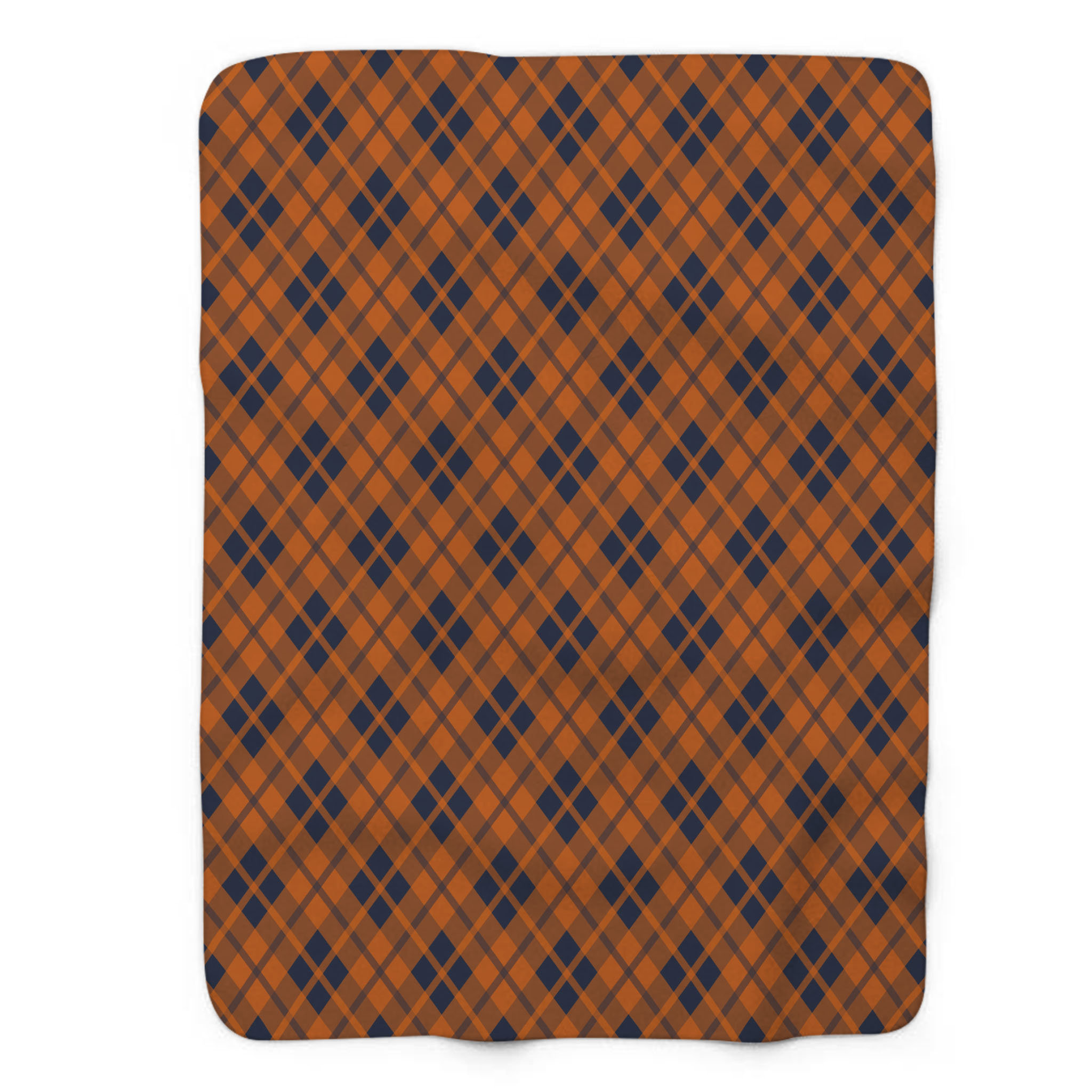MentionedYou Orange Navy Squares - 1 Piece Premium Sherpa Blanket | Wayfair