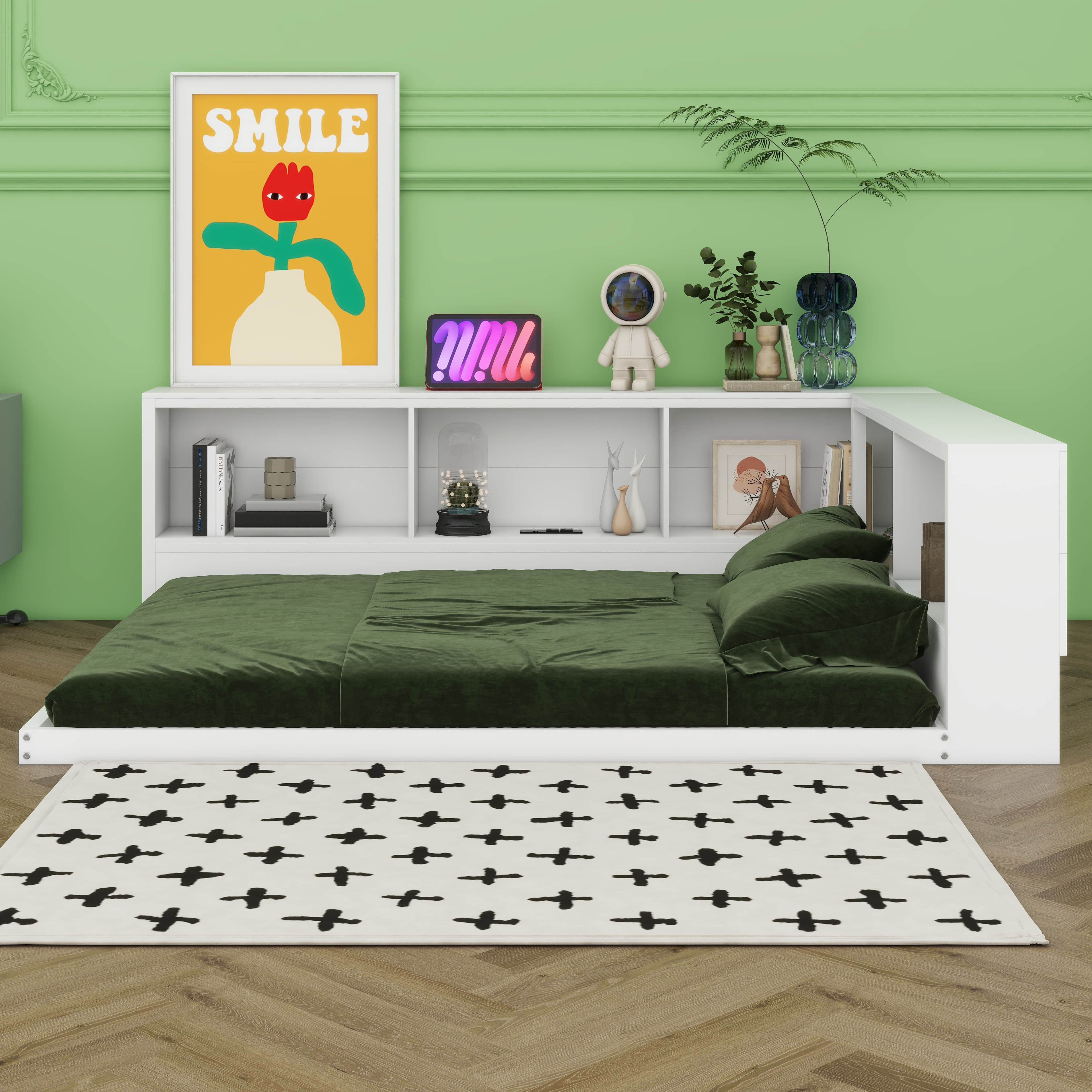 Latitude Run® Full Size Metal Daybed With Storage Cabinets And USB ...