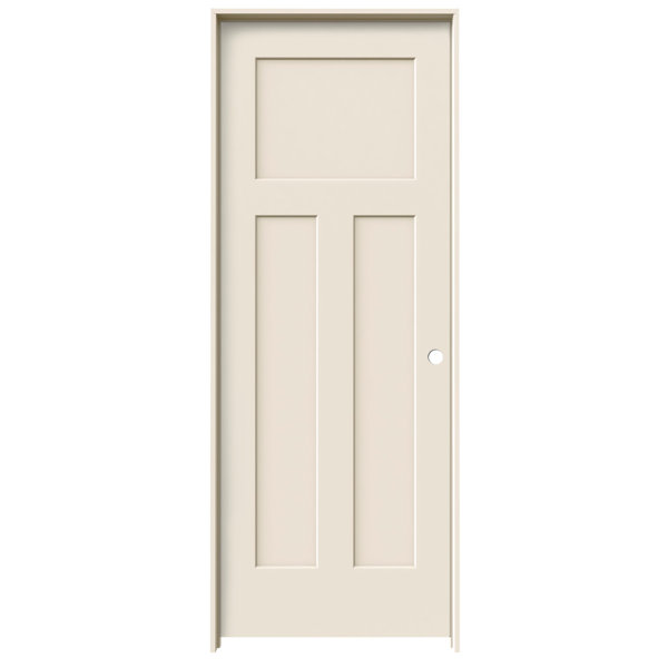 JELD-WEN Molded 3-Panel Craftsman Manufactured Wood Primed Prehung ...