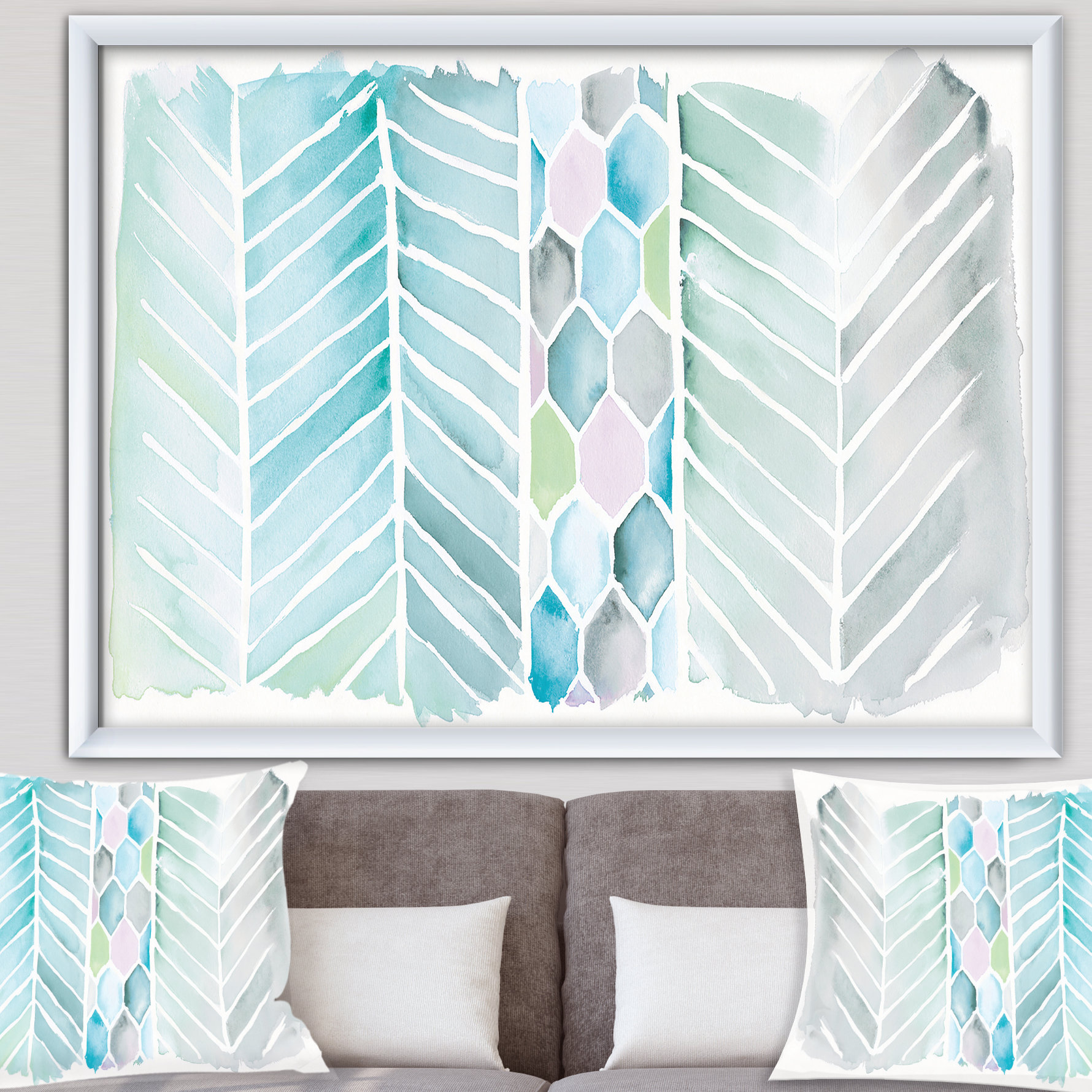 East Urban Home 'Watercolor Geometric Swatch Element IV' Picture Frame ...