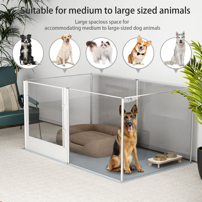 BingoPaw 31.5'' H 6 Panel Aluminum With Pet Door | Wayfair