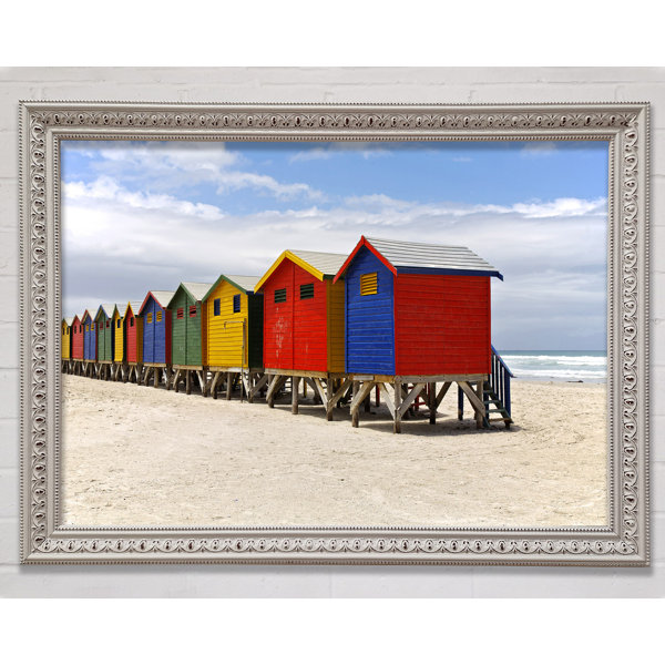 Bright Star Row of Beach Huts - Single Picture Frame Rectangle Print ...
