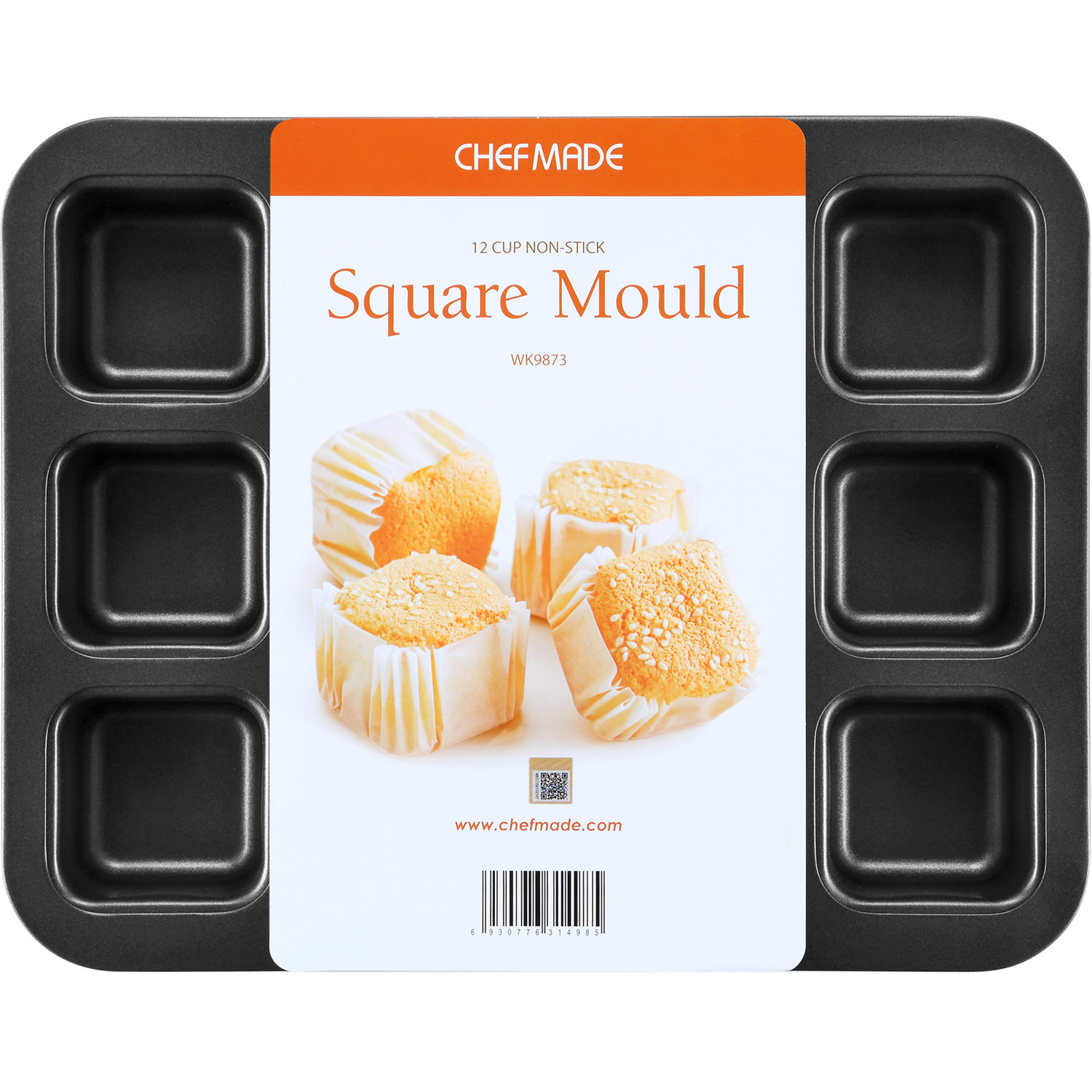 CHEFMADE Brownie Cake Pan, Nonstick 12 Cavity Square Muffin Bakeware ...