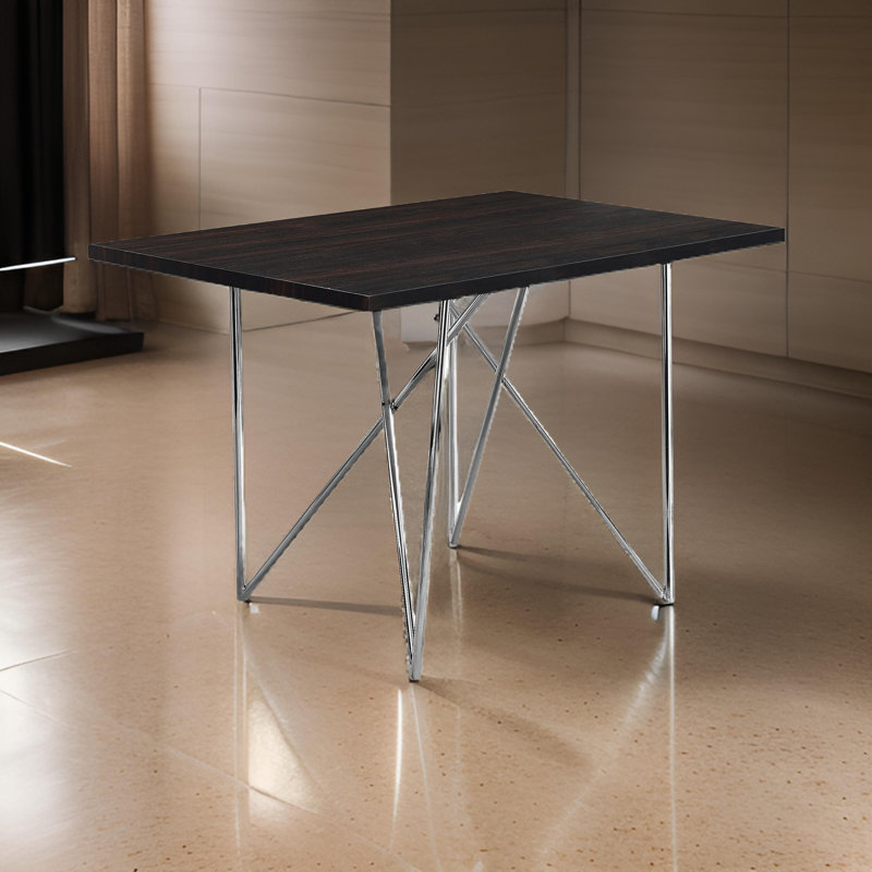 Benjara Kim Dining Table, 48 Inch Rectangular Brown Laminate Top ...
