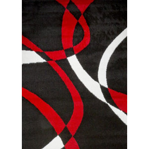Ebern Designs Fordbridge Performance Red/Black Rug & Reviews | Wayfair